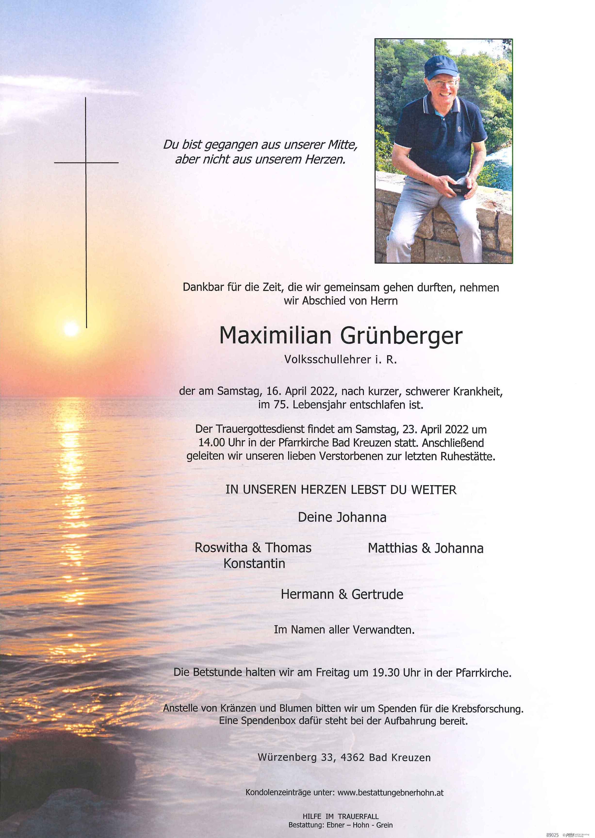 Maximilian Grünberger – Bestattung Ebner-Hohn